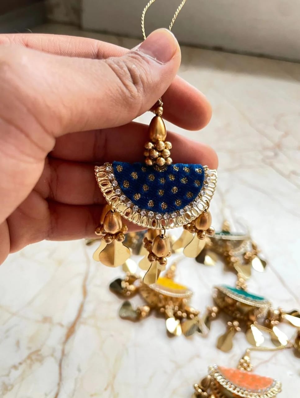 Velvet Rakhi / Lumba Latkan - Blue – Maya Resin Store