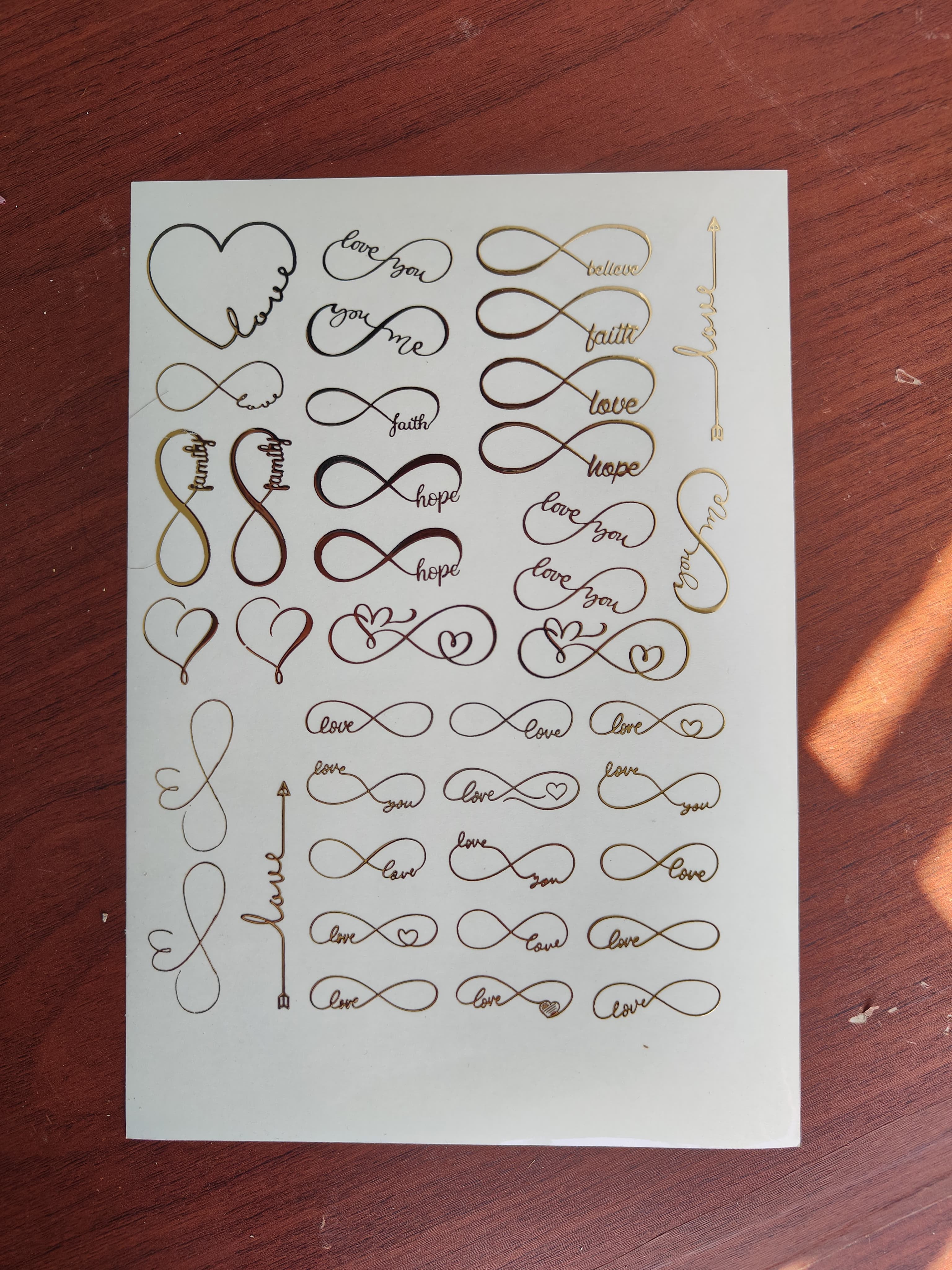Infinity Embossed sticker sheet – Maya Resin Store