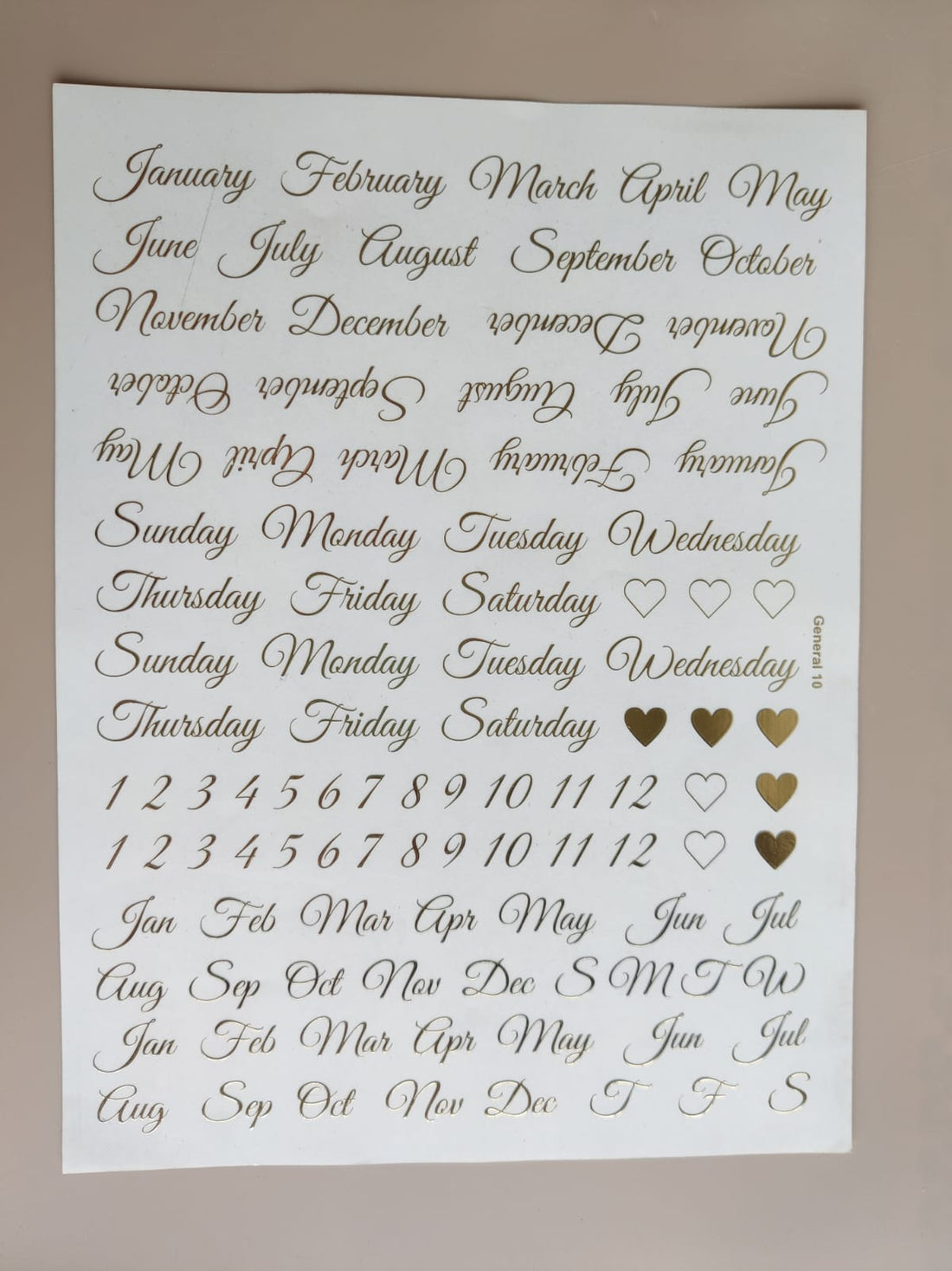 A4 sheet Calender Months Embossed sticker – Maya Resin Store